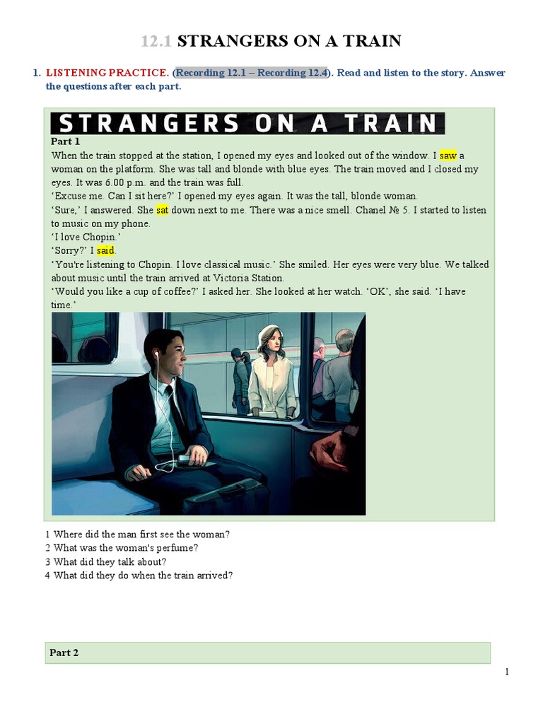 Listening Practice: Strangers on a Train | PDF | Linguistics