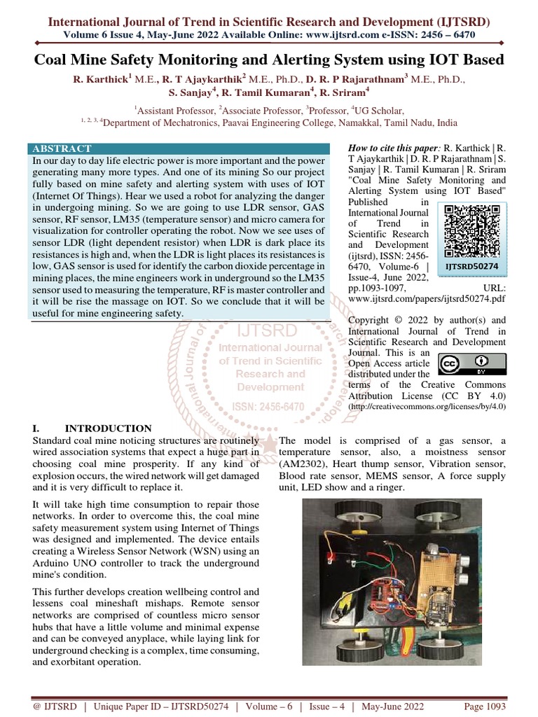 Coal Mine Safety Monitoring and Alerting System Using IOT Based | PDF ... Coal Mine Safety Monitoring and Alerting System Using IOT Based | PDF ...