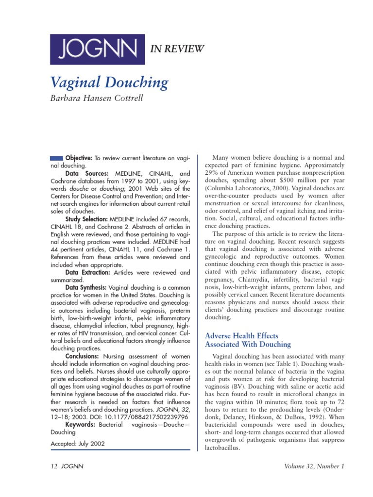 Vaginal Douching: in Review | PDF | Vagina | Preterm Birth