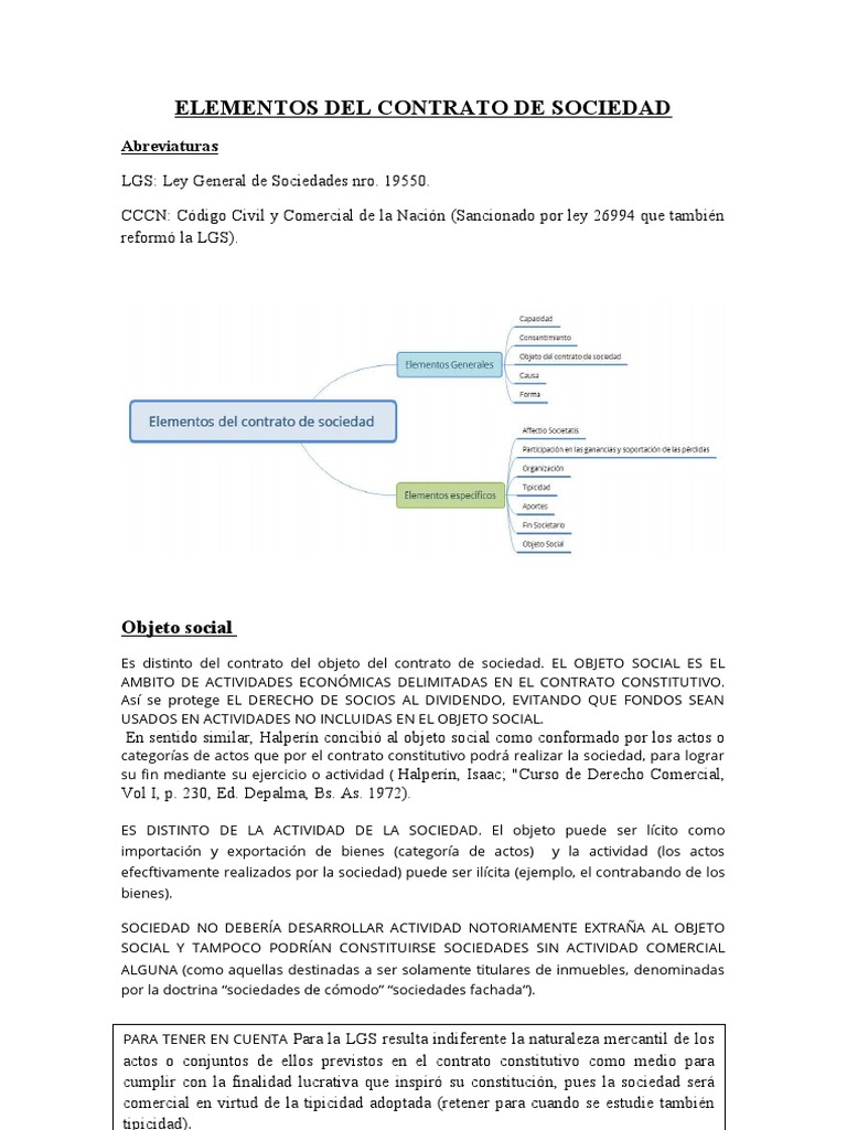 Elementos Especificos Del Contrato de Sociedad | PDF | Sociedad de responsabilidad limitada ...
