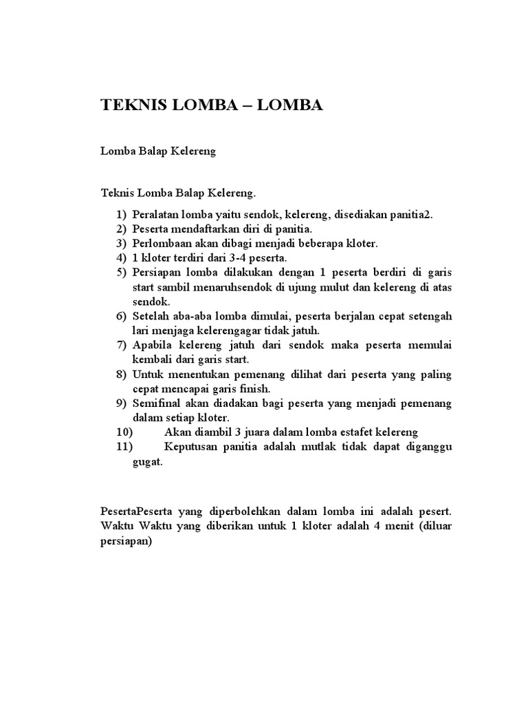 Juknis Lomba Lomba | PDF