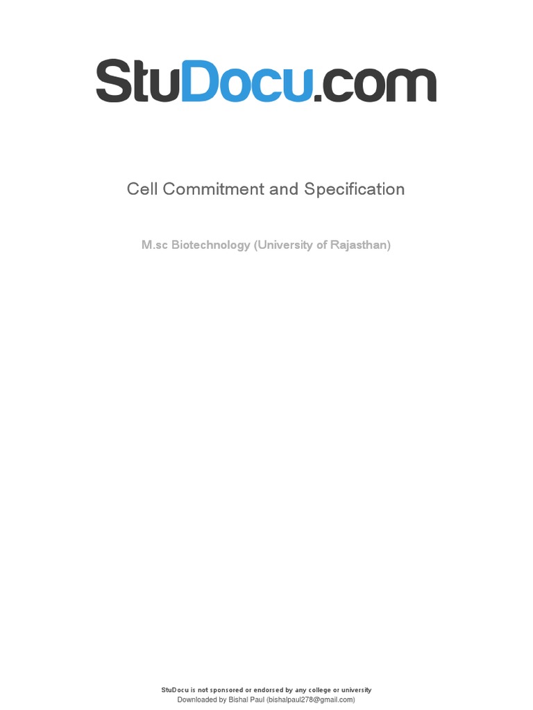 Cell Commitment in Developmental Biology | PDF | Cell Biology ...