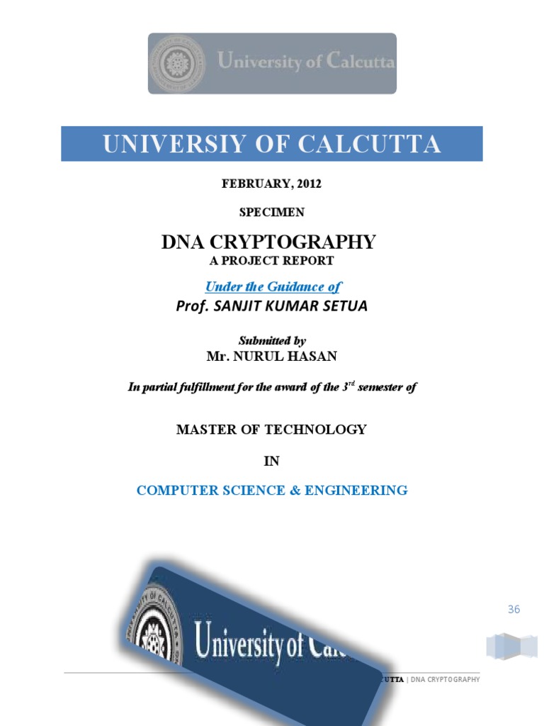Universiy of Calcutta: Dna Cryptography | PDF | Cryptography | Encryption