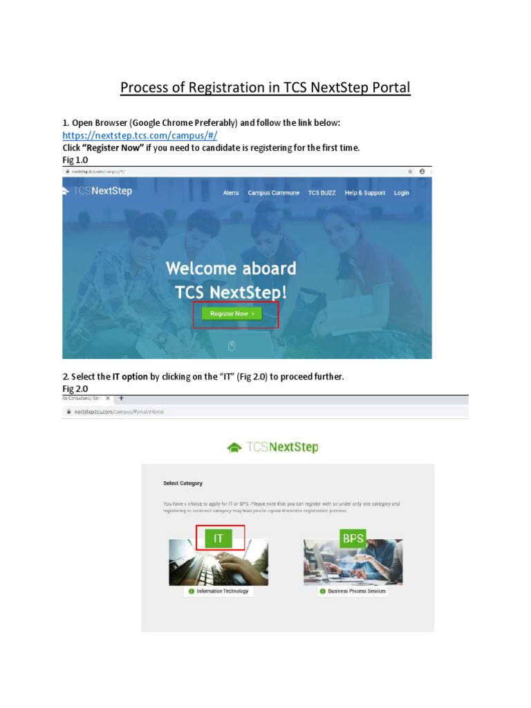 Registration - TCS NextStep Portal - Detailed Steps - 2023YoP | PDF ...