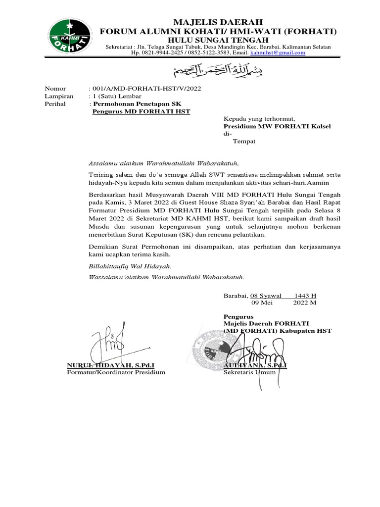 Contoh SK KOHATI HST | PDF