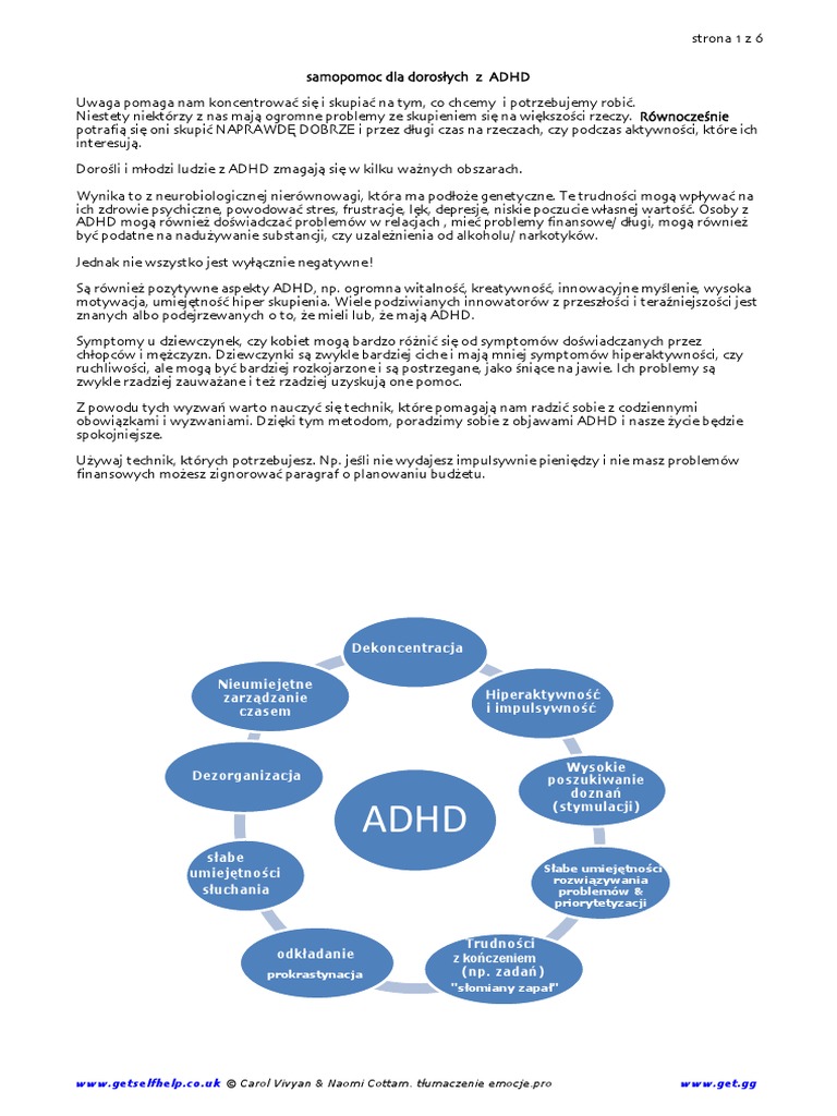 ADHD Poradnik Jak Radzic Sobie Z Objawami | PDF