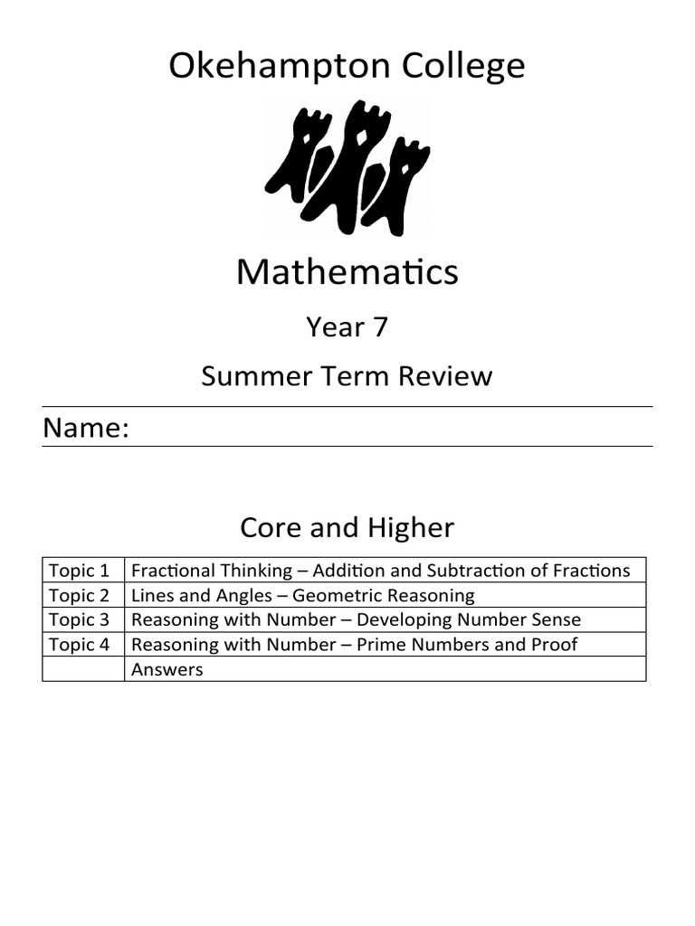 Okehampton College: Year 7 Summer Term Review Name: Core and Higher ...