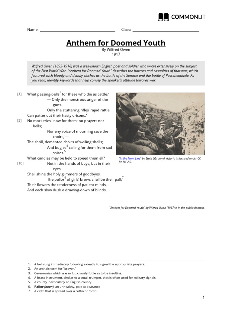 Anthem For Doomed Youth | PDF | Poetry | Experience
