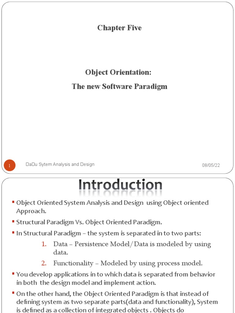 Chapter Five: 08/05/22 Dadu Sytem Analysis and Design | PDF | Object (Computer Science) | Object ...