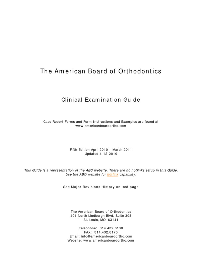 ABO Clinical Examination Guide | PDF | Orthodontics | Test (Assessment)