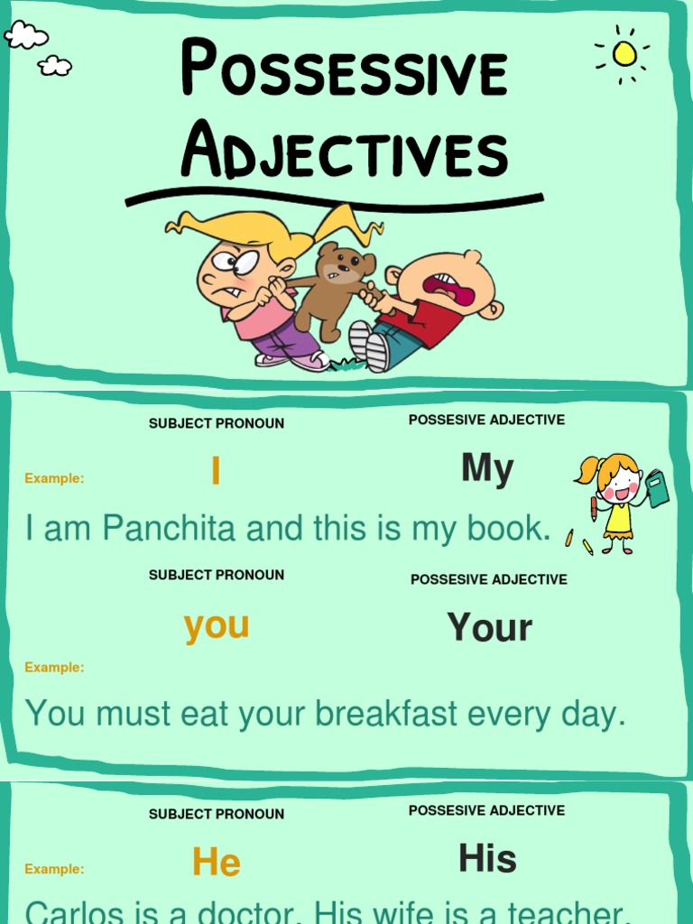 Possessive Adjectives | PDF | Language Mechanics | Syntax