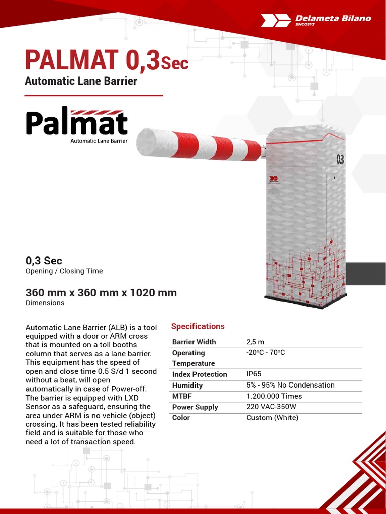 Palmat 0,3: Automatic Lane Barrier | PDF | Transport | Manufactured Goods