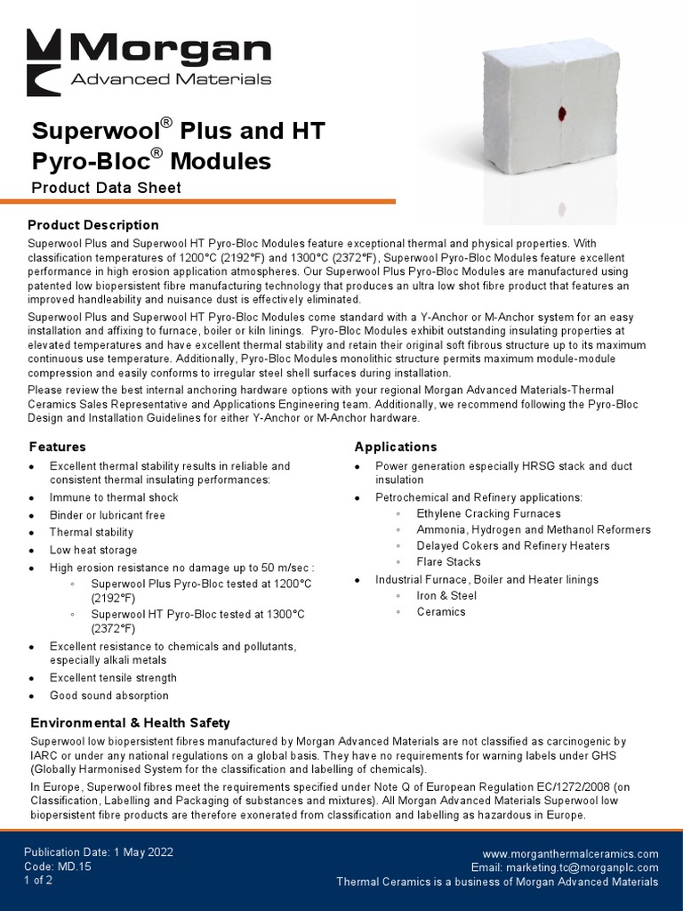 Superwool Plus HT Pyroblocmodules Eng | PDF | Chemistry | Chemical ...