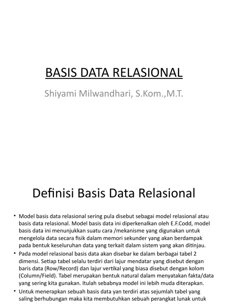Basis Data Relasional | PDF