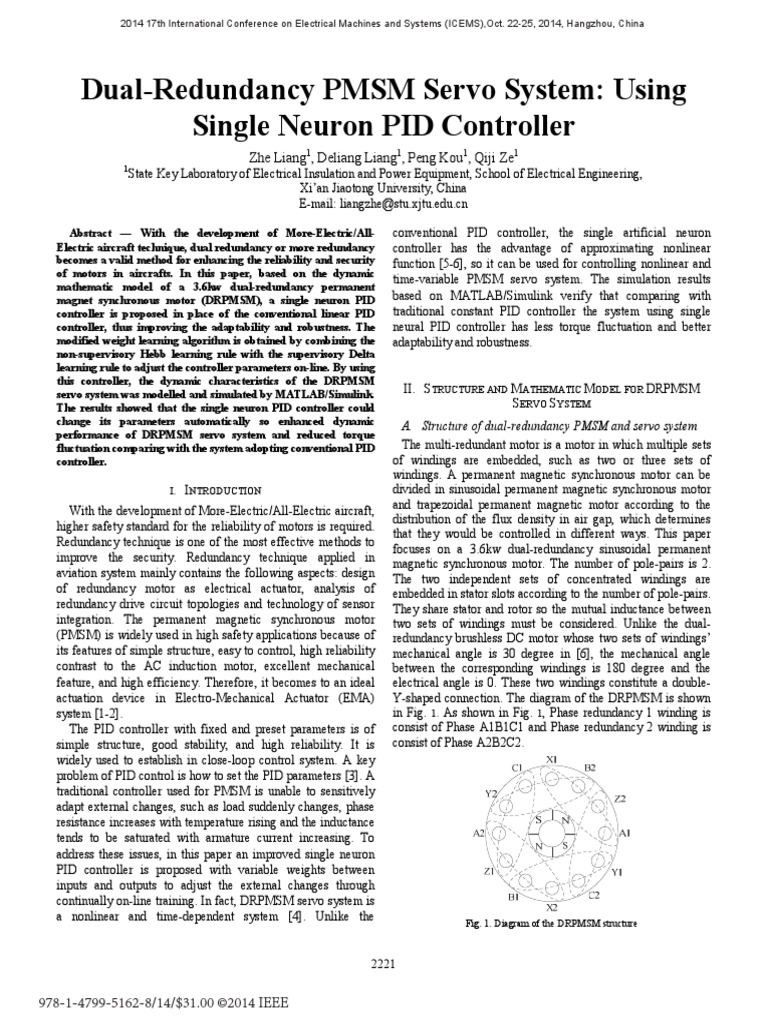 Dual Redundancy PMSM Servo System Using Single Neuron PID Controller | PDF | Electric Motor ...