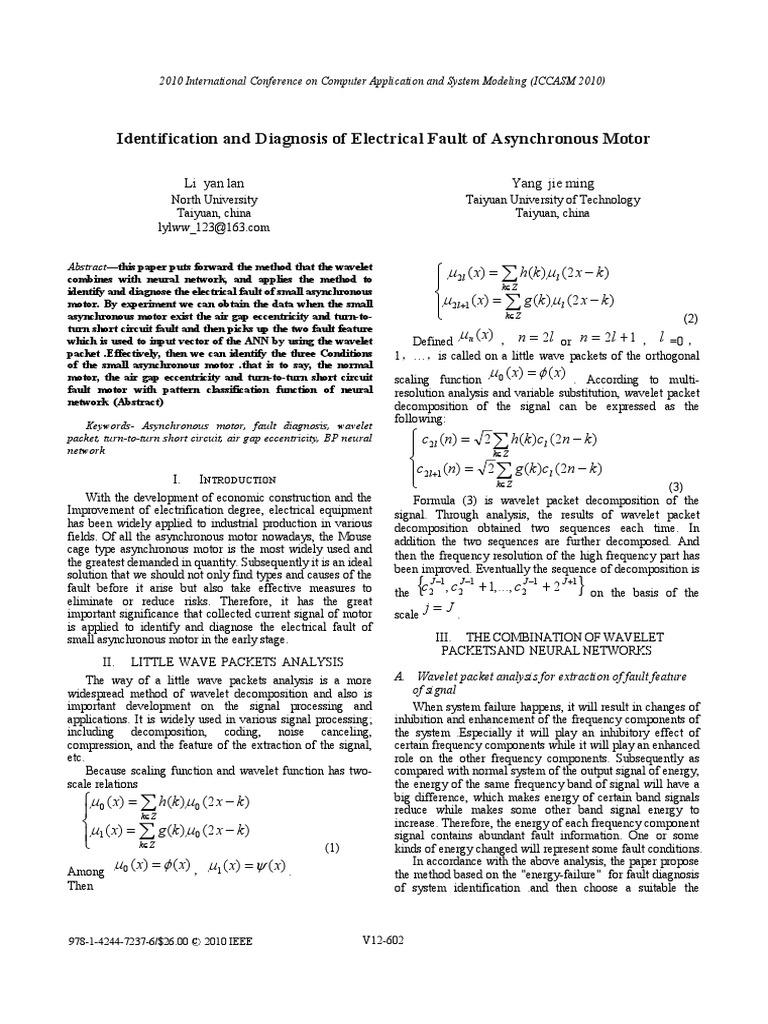 Identification and Diagnosis of Electrical Fault of Asynchronous Motor ... Identification and Diagnosis of Electrical Fault of Asynchronous Motor ...