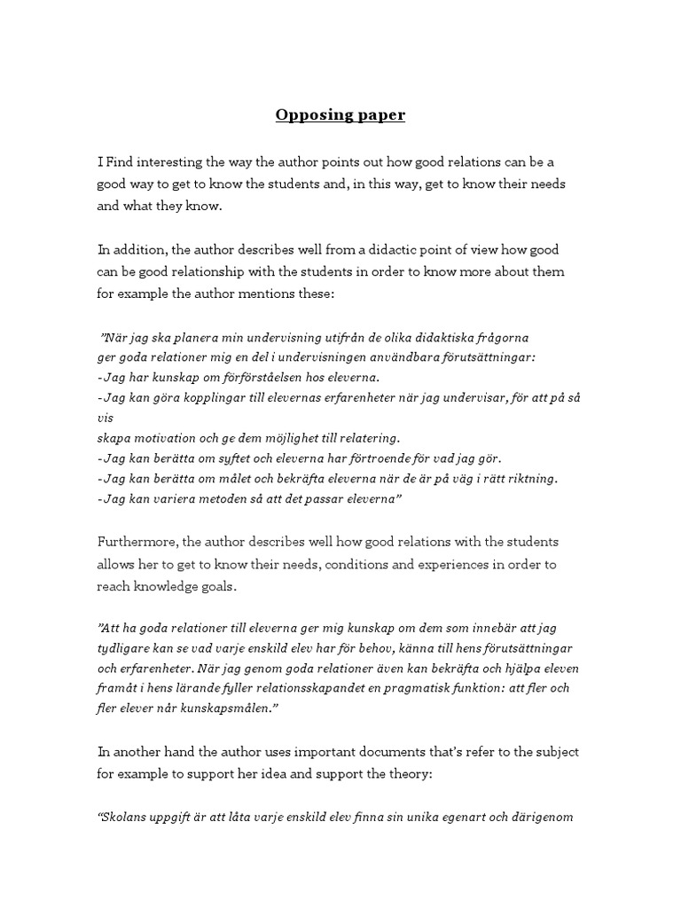 Opposing Paper | PDF