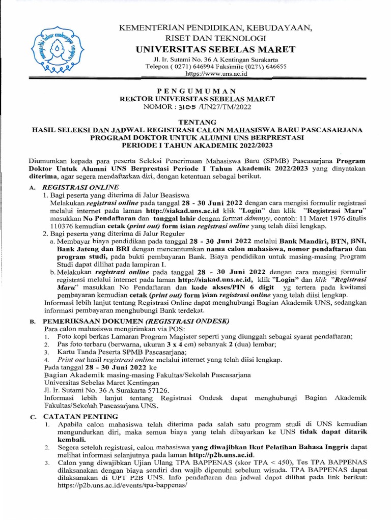 Umum s3 Beasiswa 1 2022 | PDF