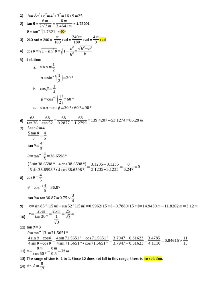 1) 2) tan θ = = = 1.73201 θ = = 60 3) 240 rad = 240 x rad = rad = rad 4 ...