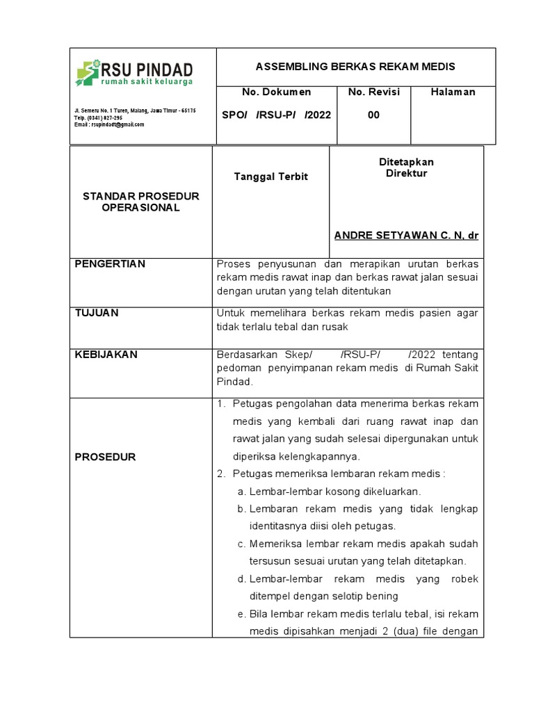 SPO Assembling Pada Rekam Medis | PDF