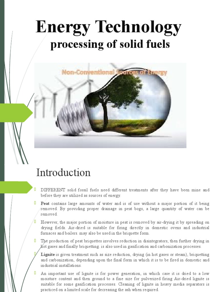Energy Technology: Processing of Solid Fuels | PDF | Gasification | Fuels