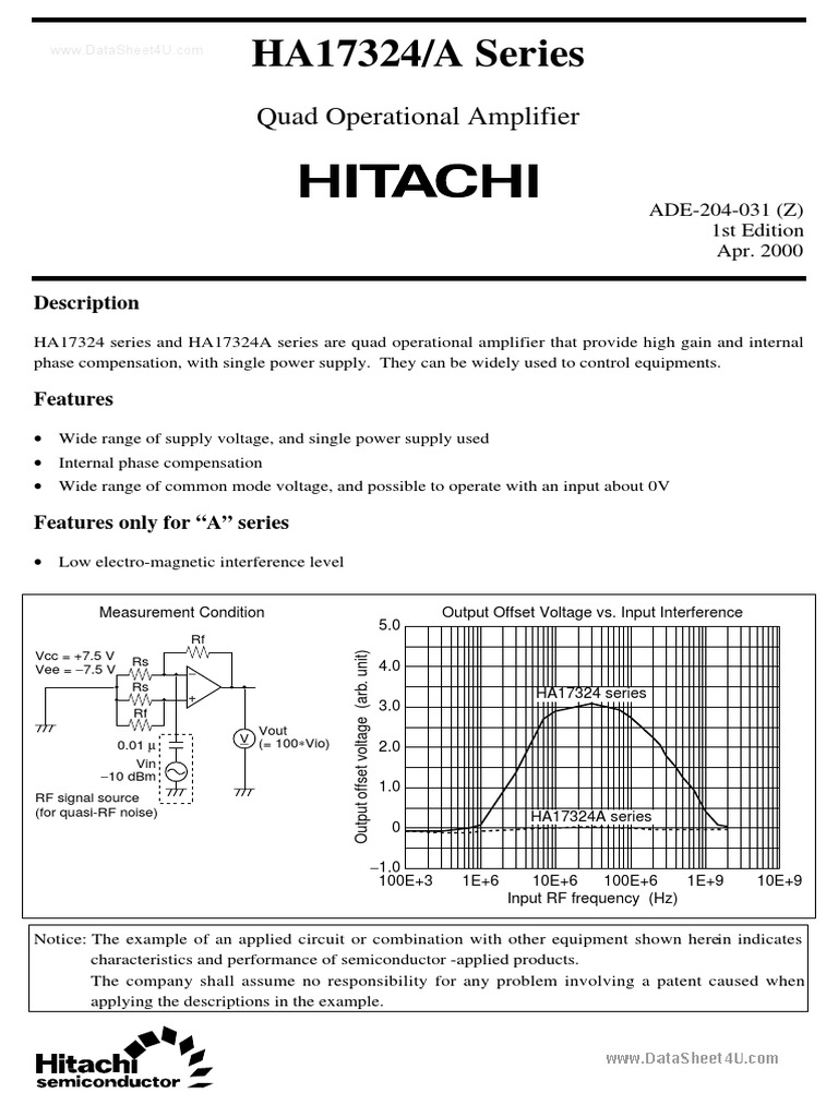 HA17324/A Series: Quad Operational Amplifier | PDF | Amplifier ...