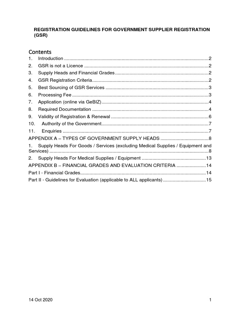 Registration Guidelines For Government Supplier Registration (GSR ...