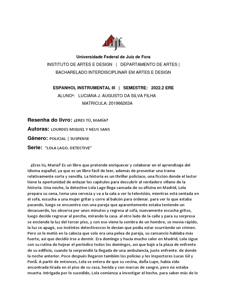 Resenha"¿Eres Tú, María?". | PDF | Suspense (Género)