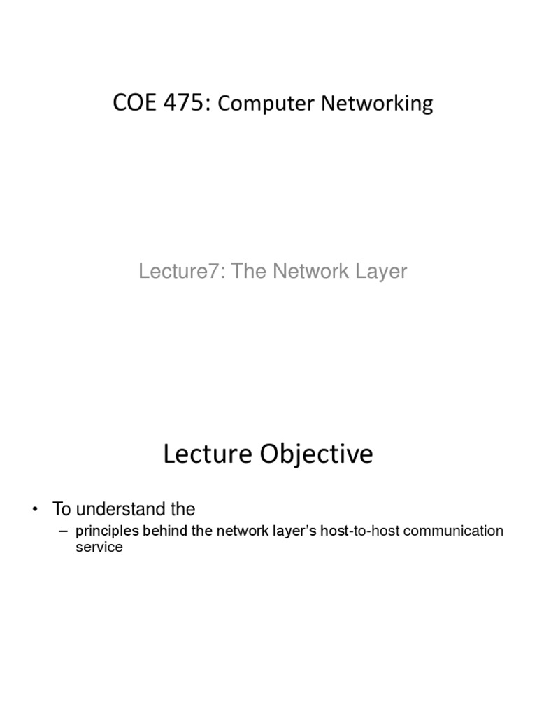 Computer Networking: Lecture7: The Network Layer | PDF | Computer Network | Packet Switching