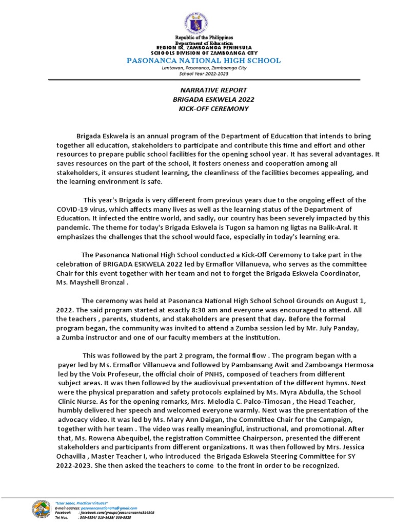 bBE-NARRATIVE-REPORT-KICK-OFF | PDF