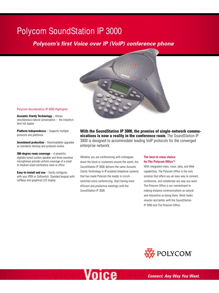 Audio Conferencing Polycom Sound Station Ip 3000 | PDF | Voice Over Ip ...