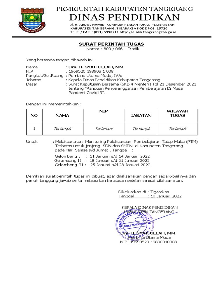 SPT Pelaksanaan PTM (Genap) 2022 Revisi 3 | PDF