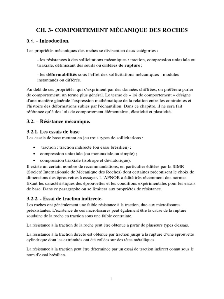 Chap 3 Proprietes Mecaniques Des Roches | PDF