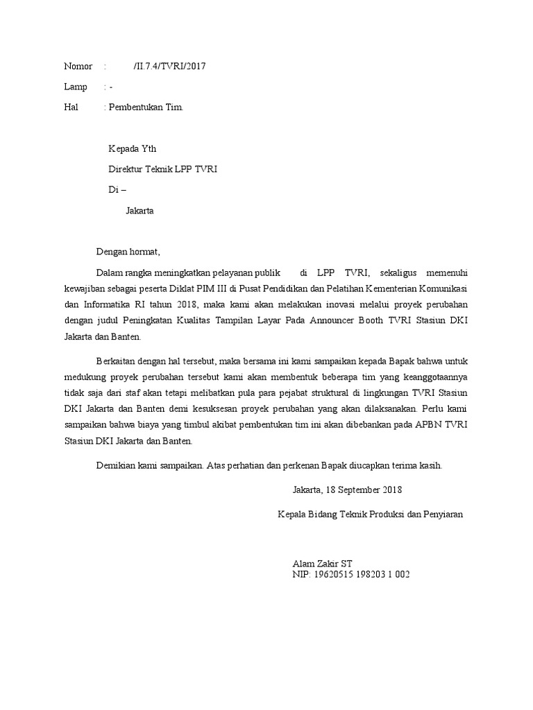 Surat Pembentukan Tim | PDF