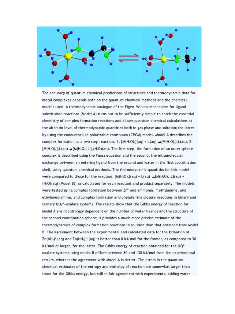 Chelate Effect and Its Thermodynamic Origin Abstract | PDF | Teaching ...
