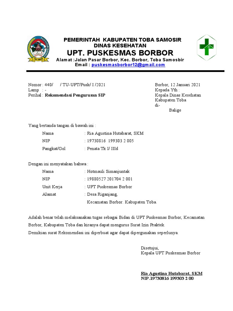Surat Rekom SIP 2021 | PDF