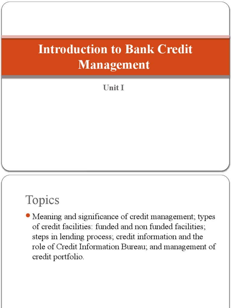 Bank Credit Management Basics | PDF | Credit | Finance & Money Management