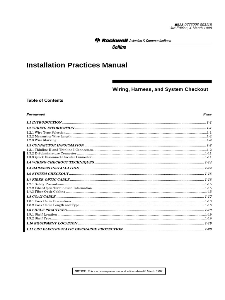 Rockwell Collins Installation Practices Manual 3ed Sept 1998 - 2 Wiring ...