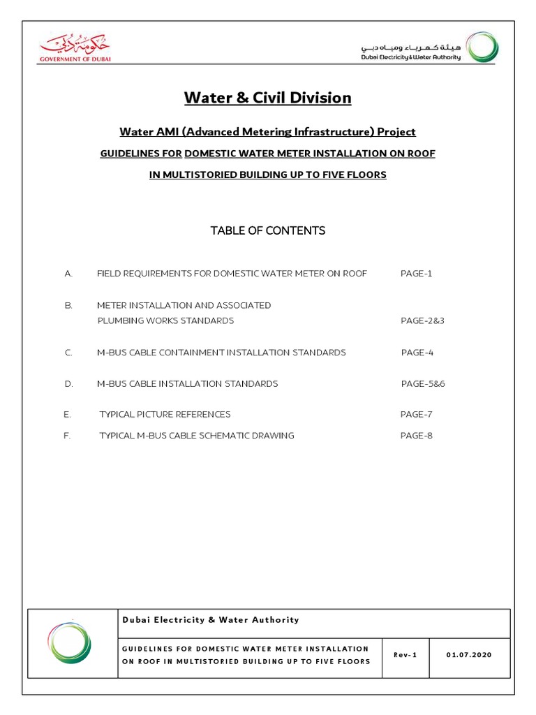 Water Meter Installation On Roof in MS Building Up To Level5 | PDF ...