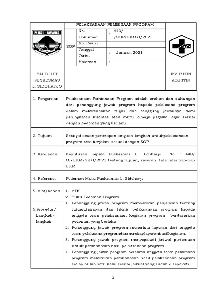 1 Sop Pelaksanaan Pembinaan Program | PDF