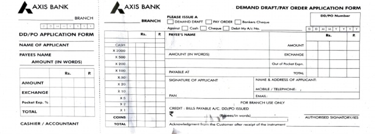 Axis Bank DD Form | PDF