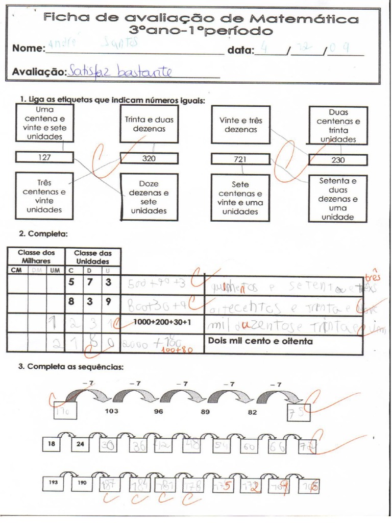 Teste Matemática 3º Ano 1º Periodo MATEMATICA | PDF