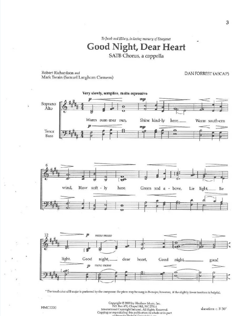 Dan Forrest - Good Night, Dear Heart | PDF