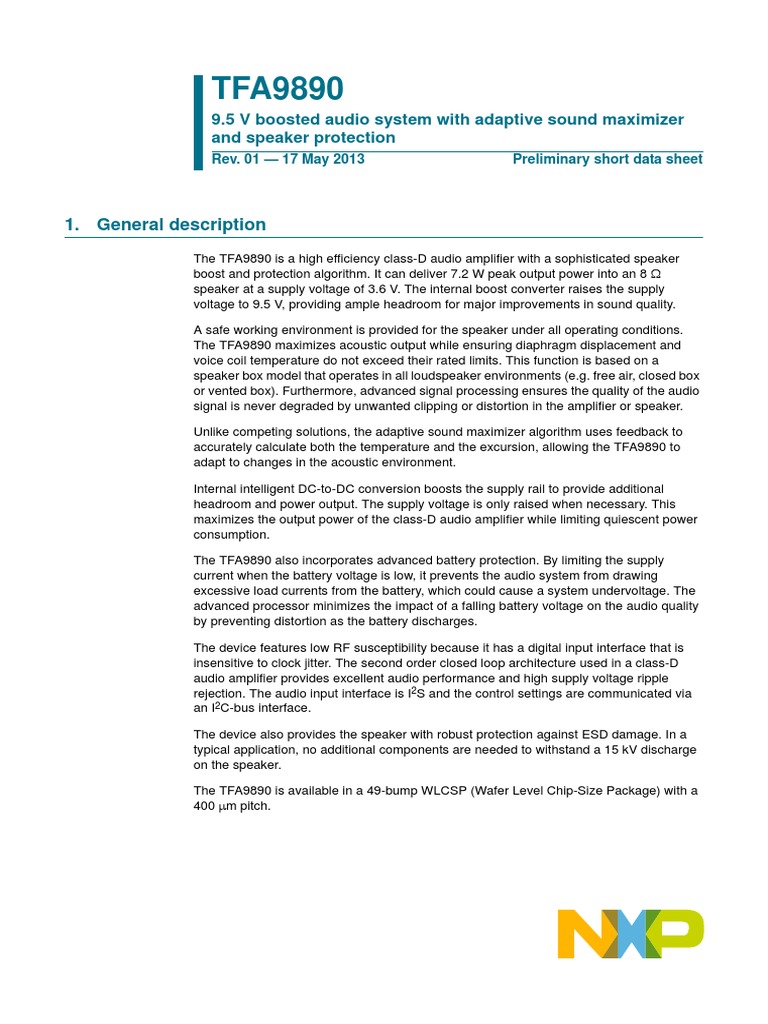 General Description: 9.5 V Boosted Audio System With Adaptive Sound ...