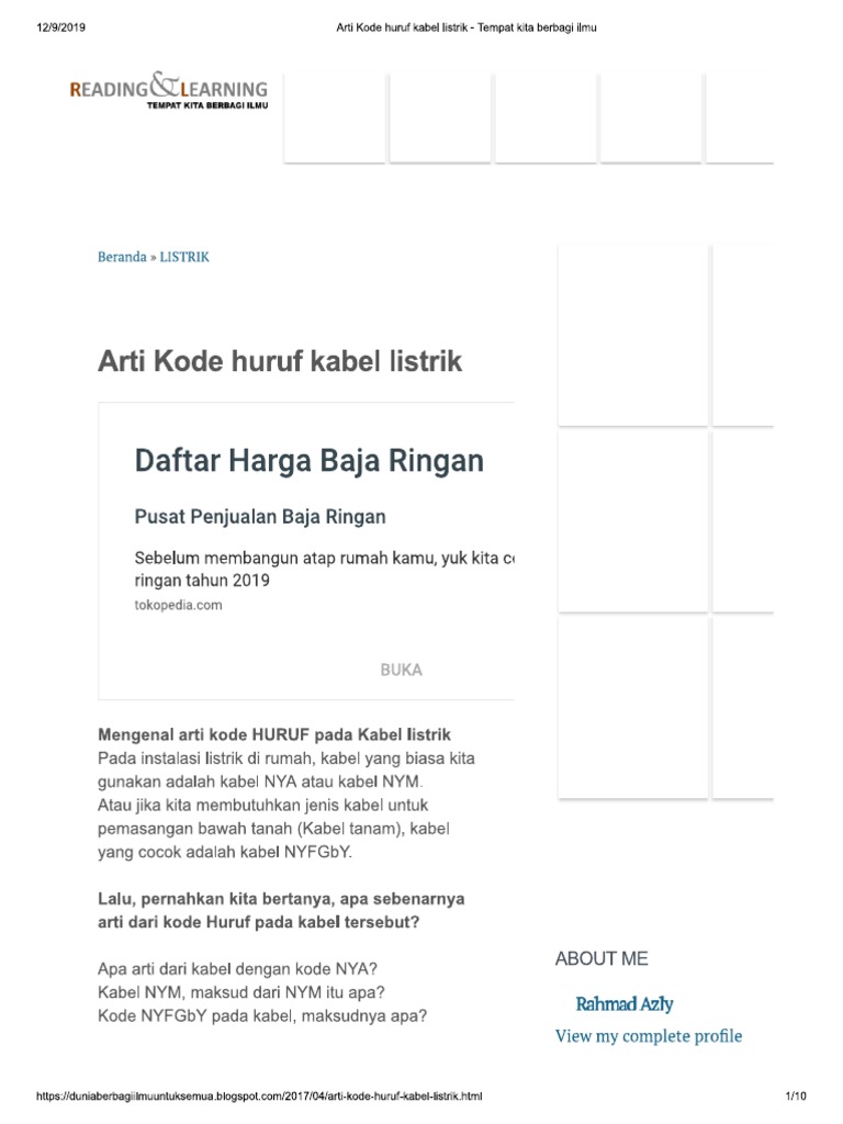 Arti Kode Huruf Kabel Listrik - Tempat Kita Berbagi Ilmuxtryh | PDF
