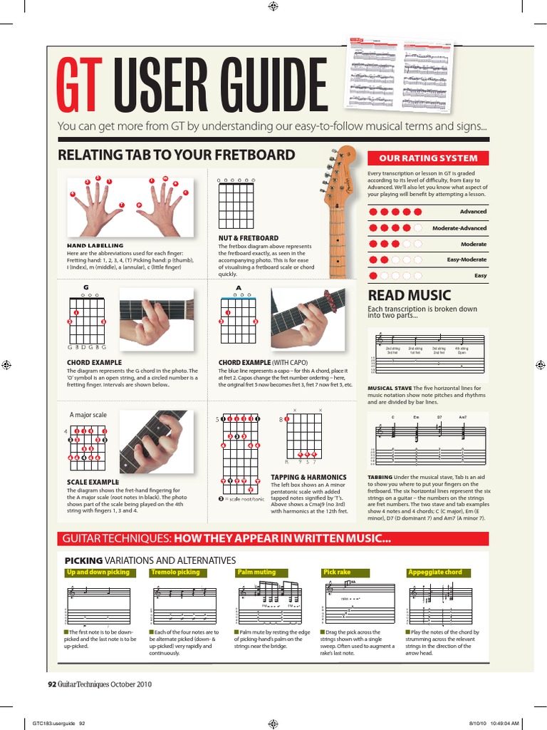 User Guide: Relating Tab To Your Fretboard | PDF | Guitars | European ...