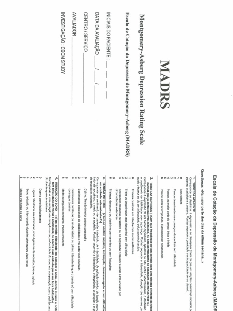 Montgomery-Asberg Depression Rating Scale (MADRS) | PDF