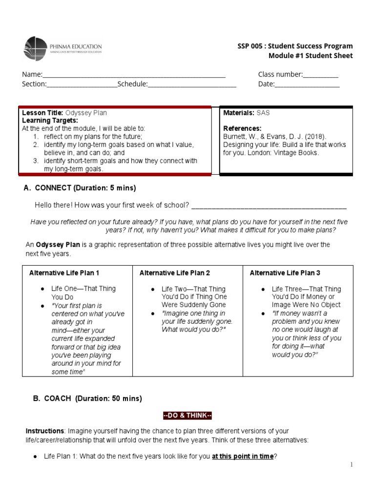 Ssp005 Module 1 Odyssey Plan Sas - Docx 1 | PDF | Cognition | Cognitive Science