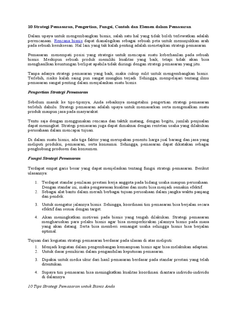 10 Strategi Pemasaran | PDF