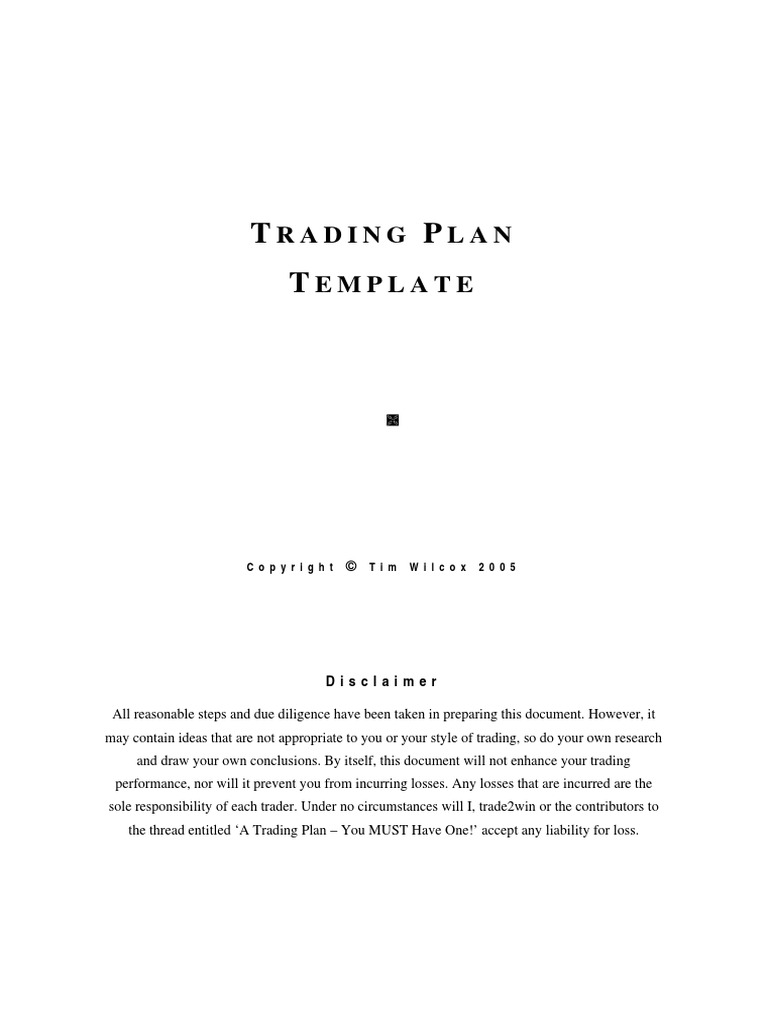 Trading Plan Template Contents | PDF | Day Trading | Futures Contract